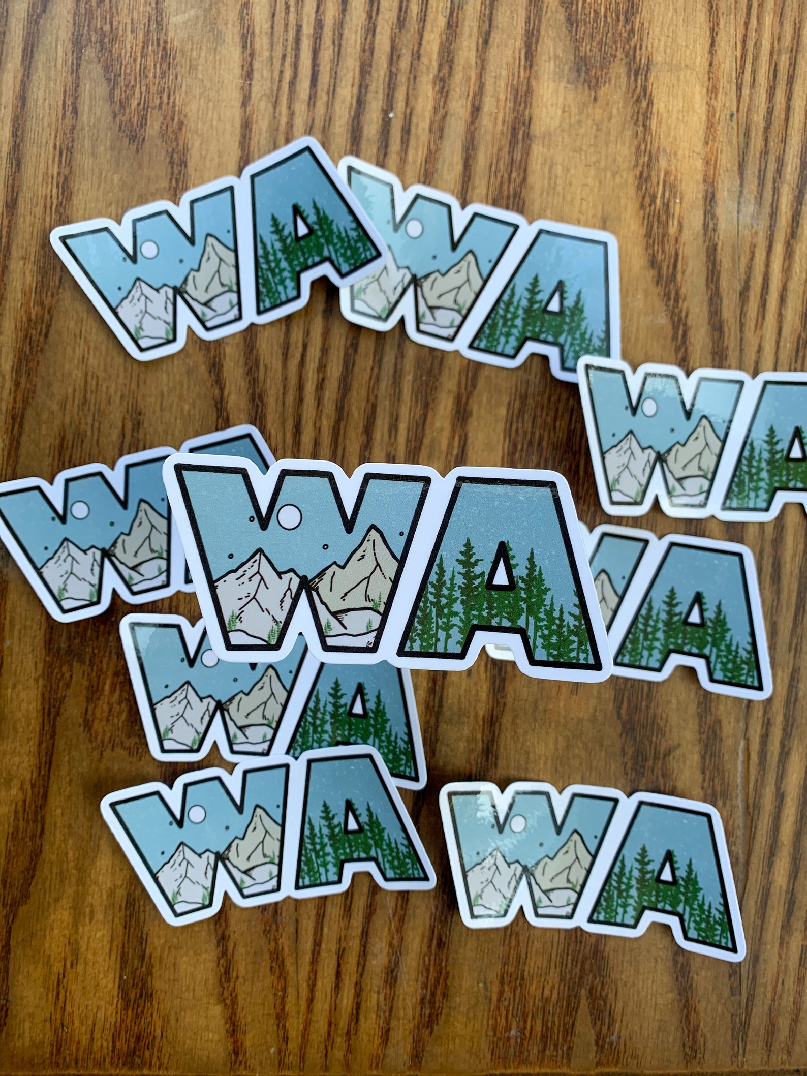 Washington State Initial Sticker State Sticker WA Nature - Etsy