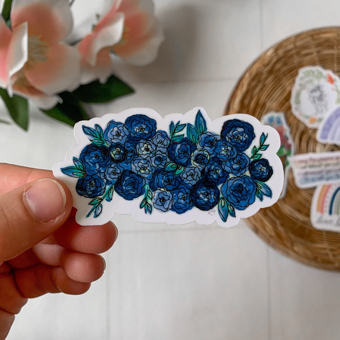 Cute Blue Flower Collage Sticker - Blue Flower Sticker - Watercolor ...