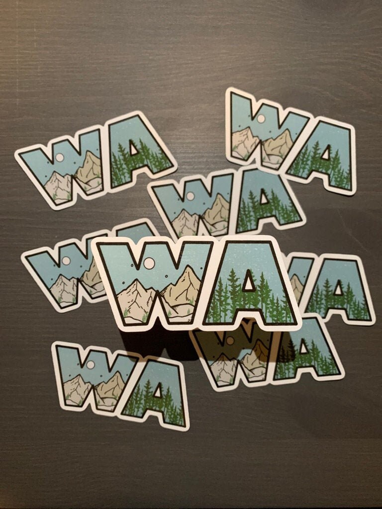 Washington State Initial Sticker, State Sticker, WA Nature Sticker ...