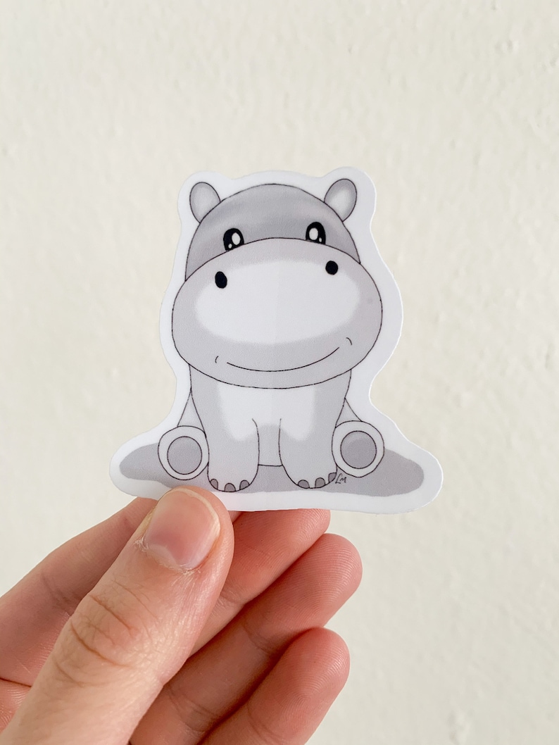 Cute Baby Hippo Sticker - Baby Animal Sticker - Laptop Sticker - Etsy