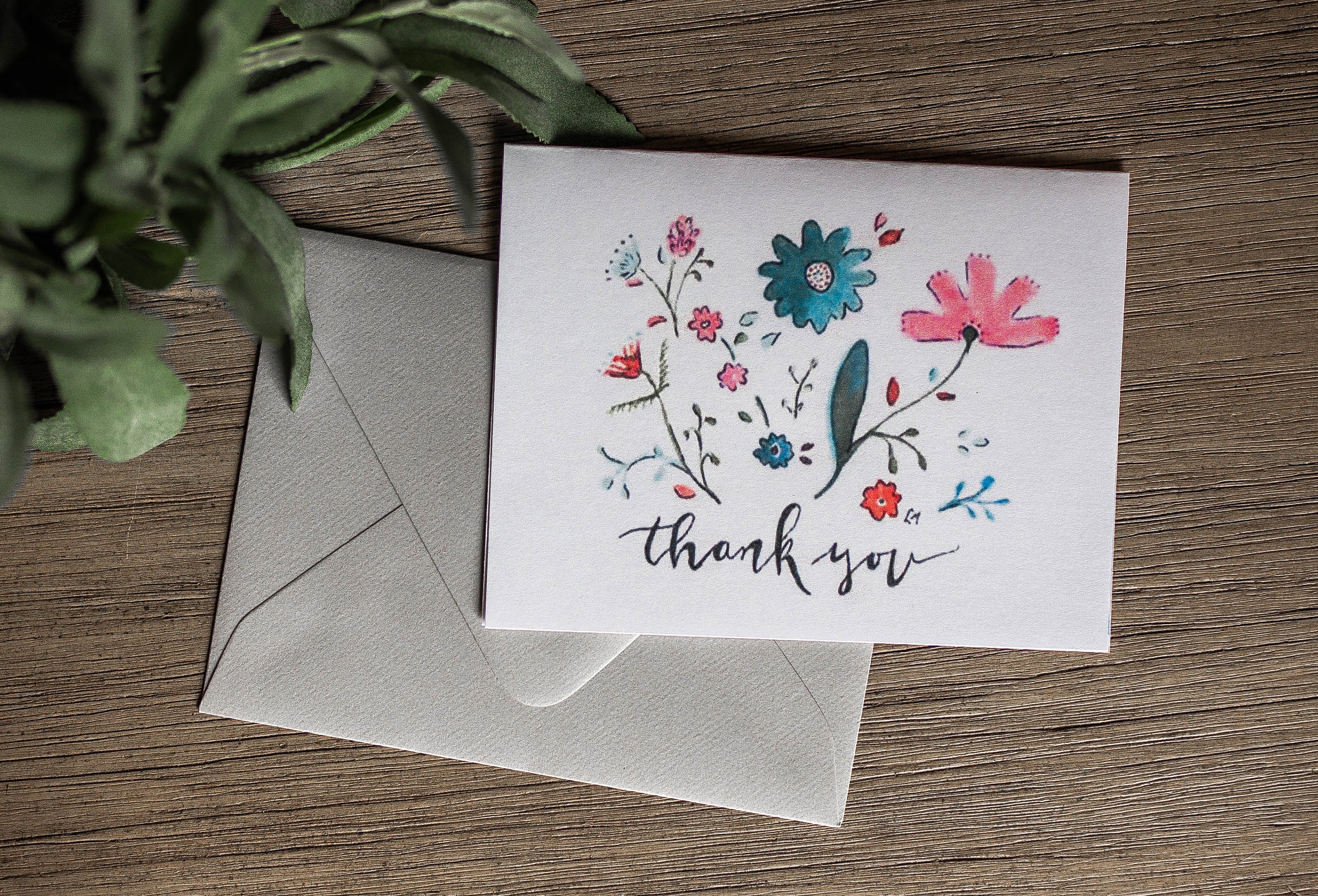 Flower Thank You Card Thank You Card Set Colorful Thank | Etsy