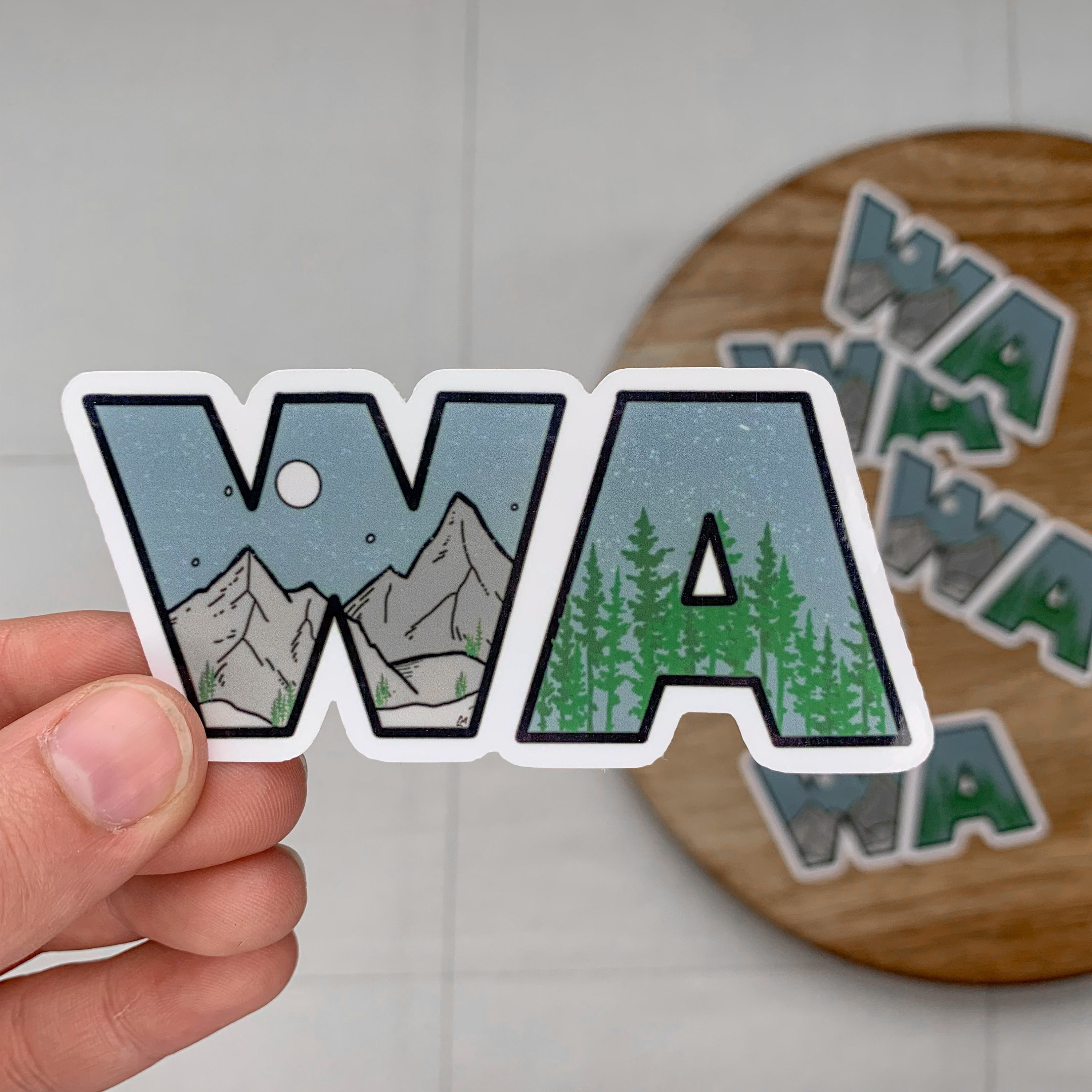 Washington State Initial Sticker, State Sticker, WA Nature Sticker ...