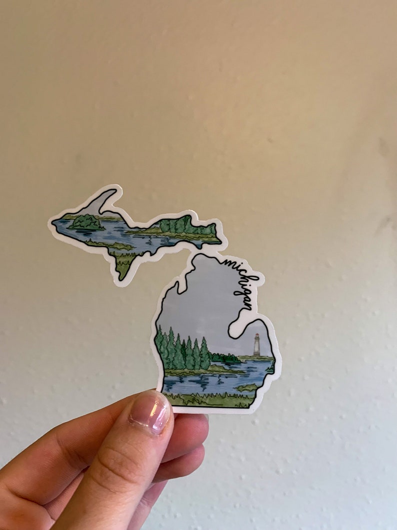 Cute Michigan Sticker - Waterproof Die Cut Michigan Nature Sticker ...
