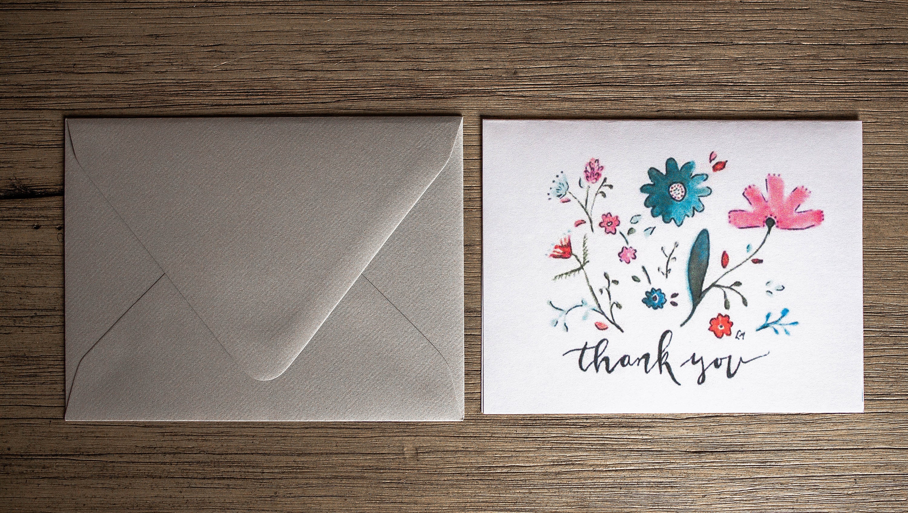 Flower Thank You Card Thank You Card Set Colorful Thank | Etsy