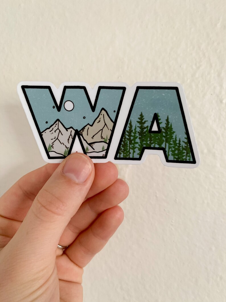 Washington State Initial Sticker State Sticker WA Nature - Etsy