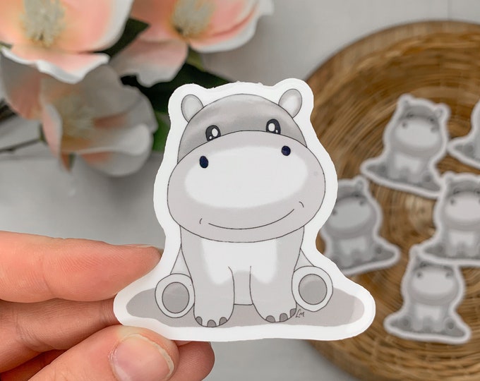 Cute Baby Hippo Sticker Baby Animal Sticker Laptop Sticker - Etsy