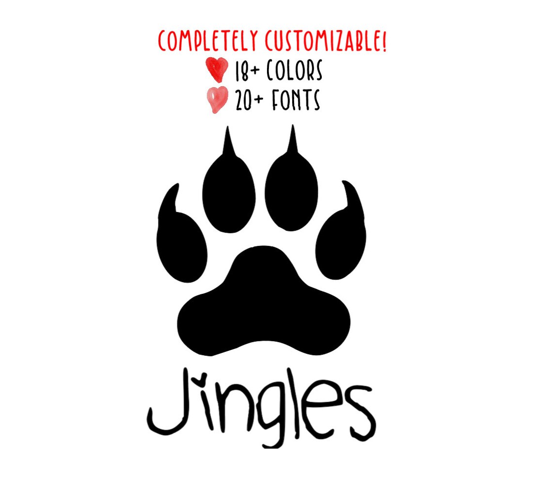 Customizable Name Pawprint Cat Dog Vinyl Decal (READ DESCRIPTION) - Etsy