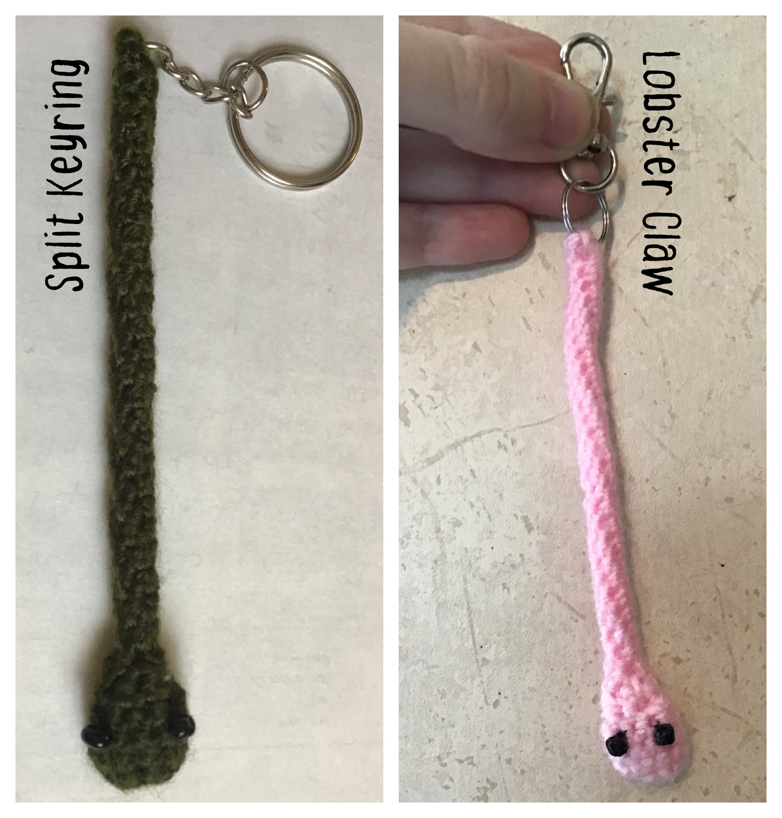 Tiny Posable Handmade Crochet Snake keychain Option - Etsy