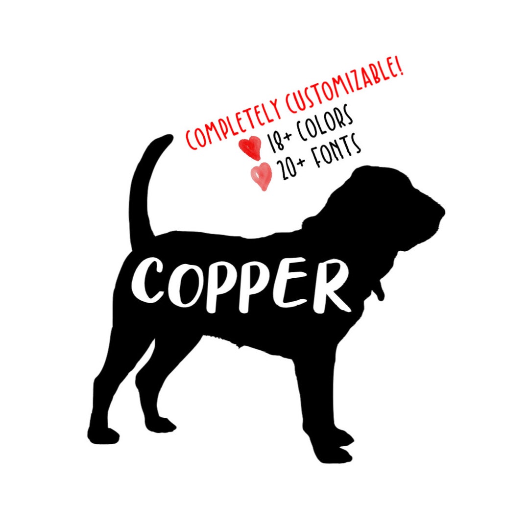 Customizable Name Bloodhound Vinyl Decal - Etsy