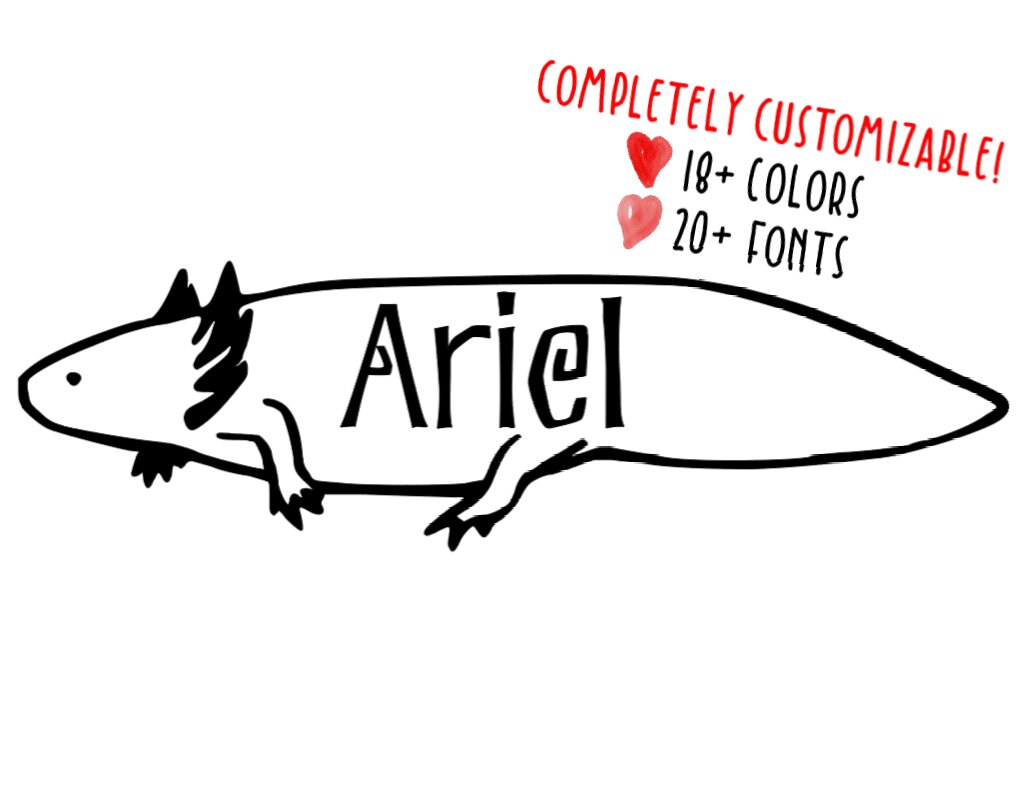 Customizable Name Axolotl Vinyl Decal READ DESCRIPTION - Etsy