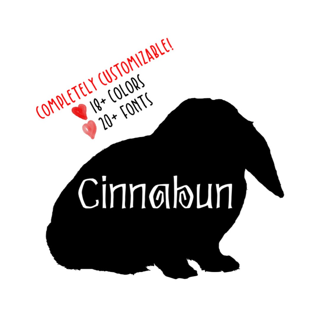 Customizable Name Lop Rabbit Bunny Vinyl Decal (READ DESCRIPTION) - Etsy