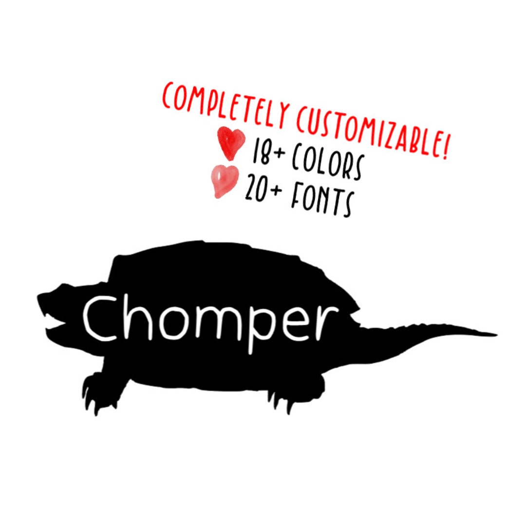 Customizable Name Snapping Turtle Snapper Vinyl Decal READ DESCRIPTION ...