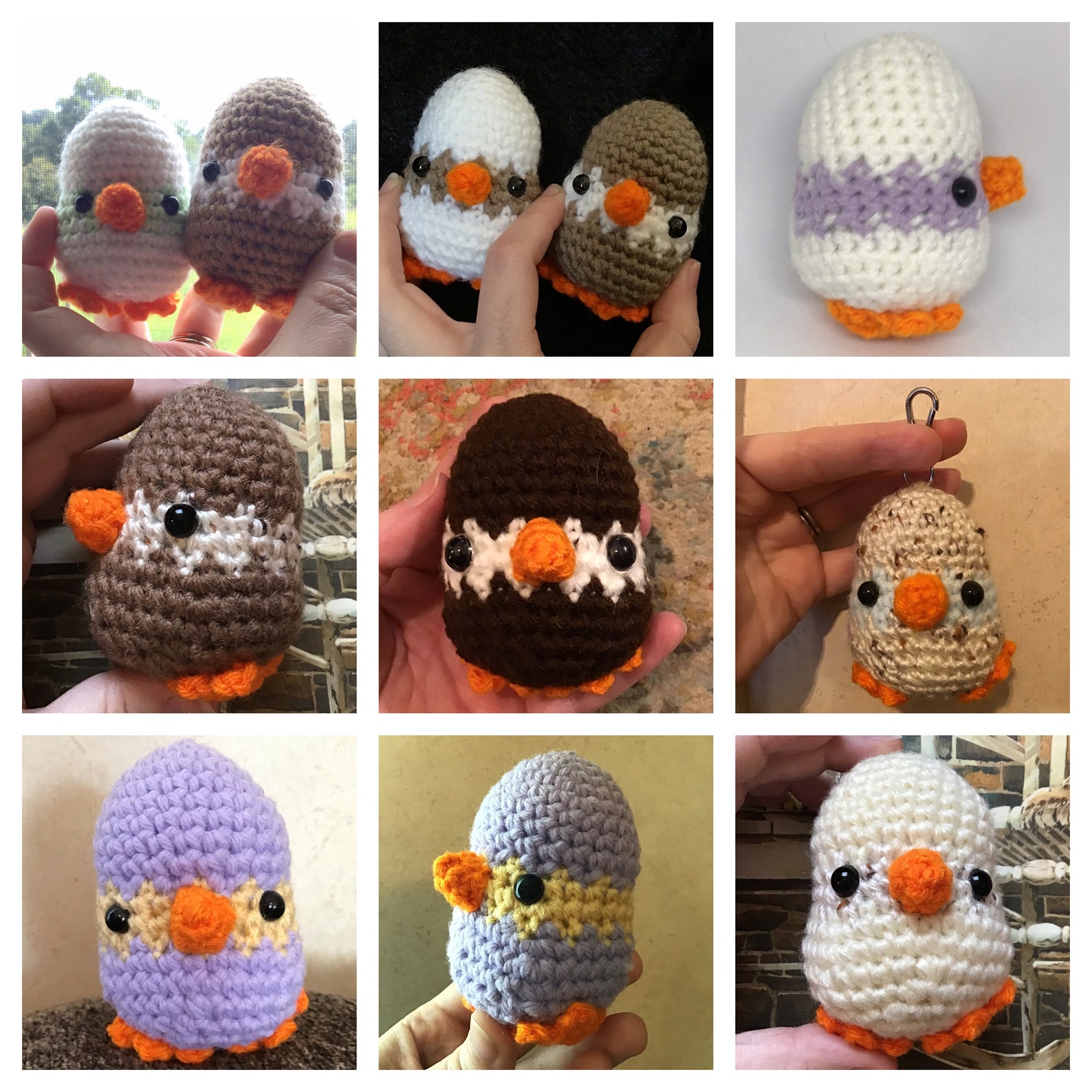 Little Peekaboo Egg Chick Crochet Amigurumi Plush keychain | Etsy