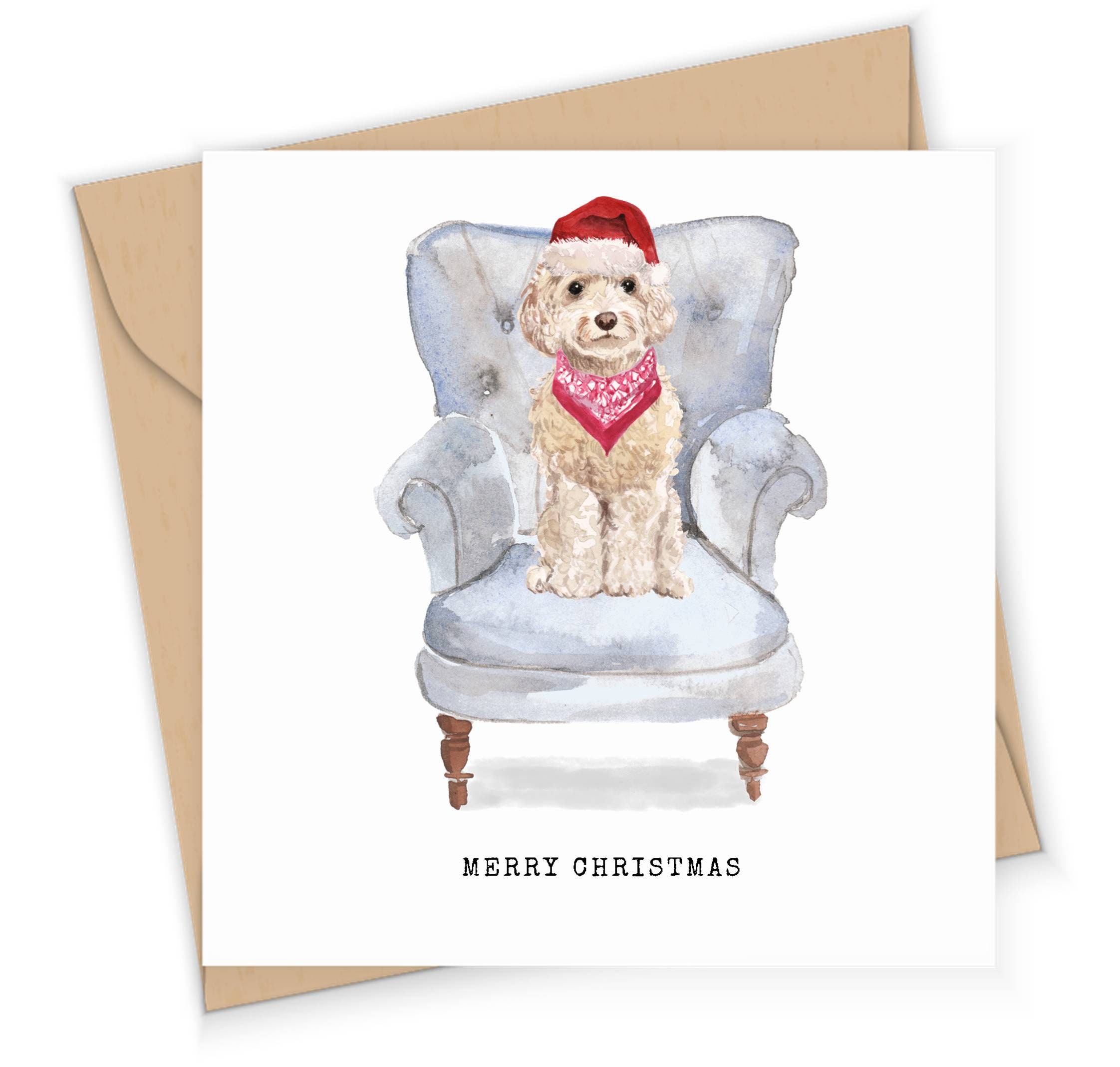 10 X Christmas Card With Cockapoo and Santa Hat - Etsy UK