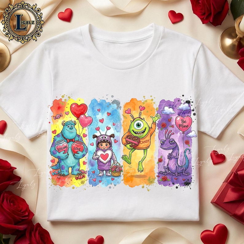 Cute Valentine’s Day Monster and Friends PNG, Pink Heart Balloons ...