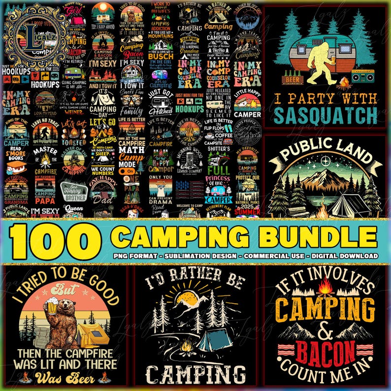 Camping PNG Bundle, Campfire Hiking Nature Clipart Png, Outdoor ...