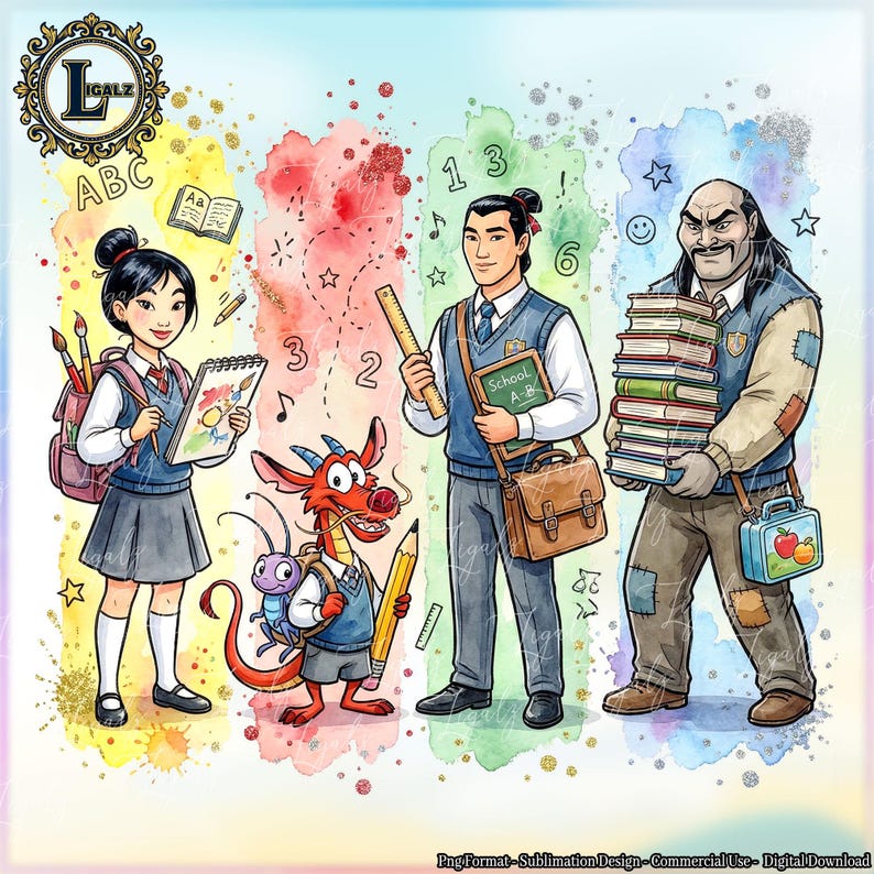 Cute School Cartoon Characters PNG, Princess and Friends Design ...