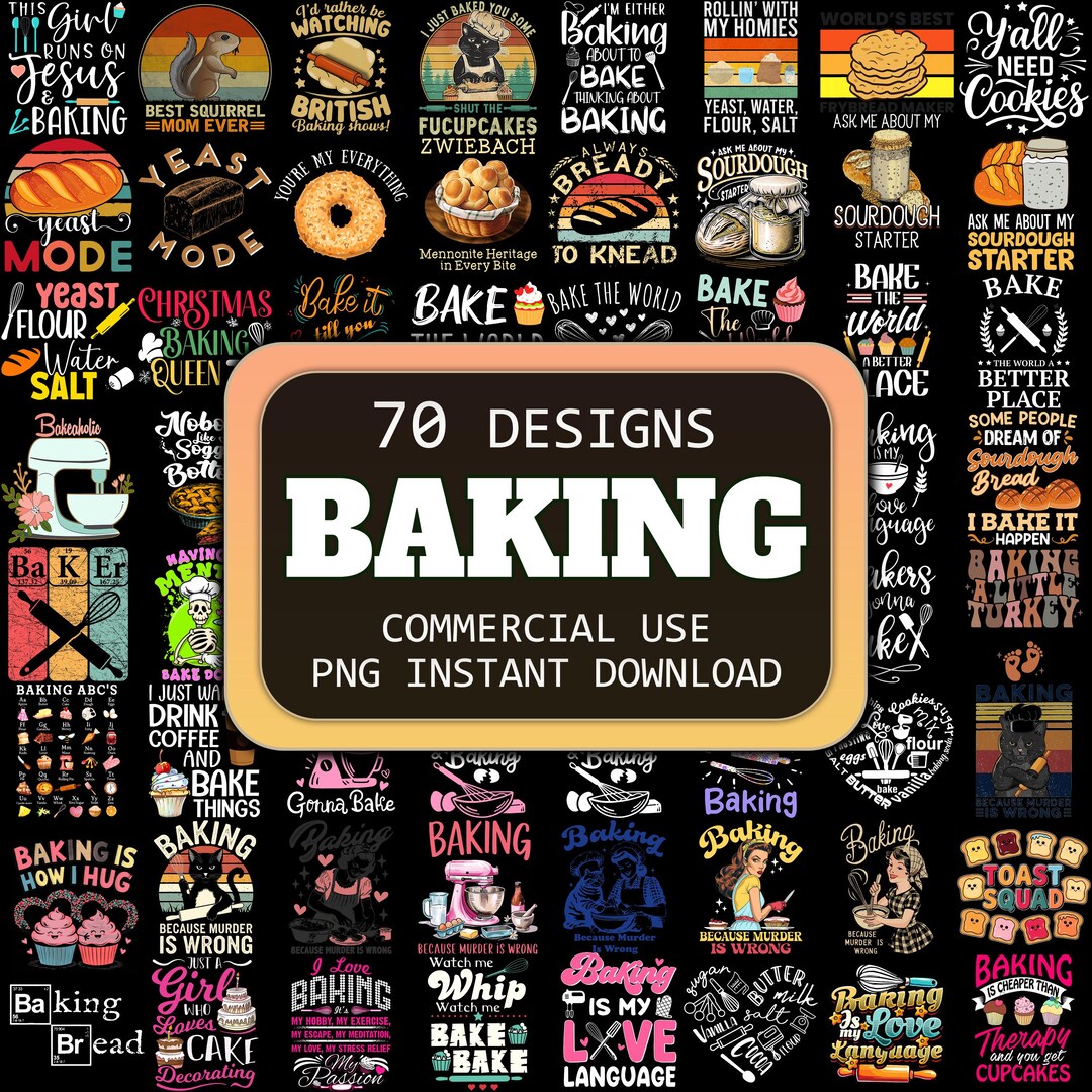 70 Retro Baker Bundle, Baking Pngs, Kitchen Graphics, Baking Quotes ...