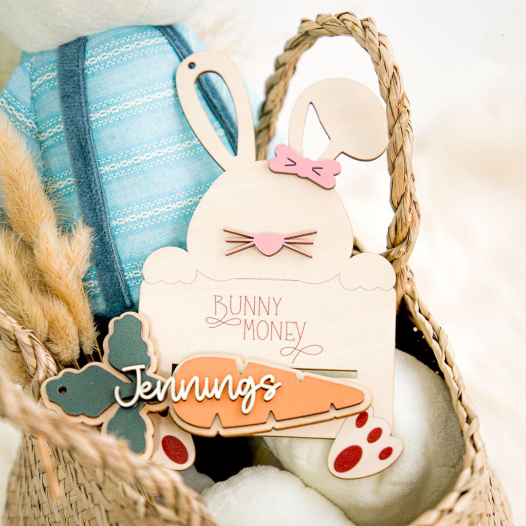 3D Easter Money Holder With Kid Name, Personalized Easter Basket Tag ...