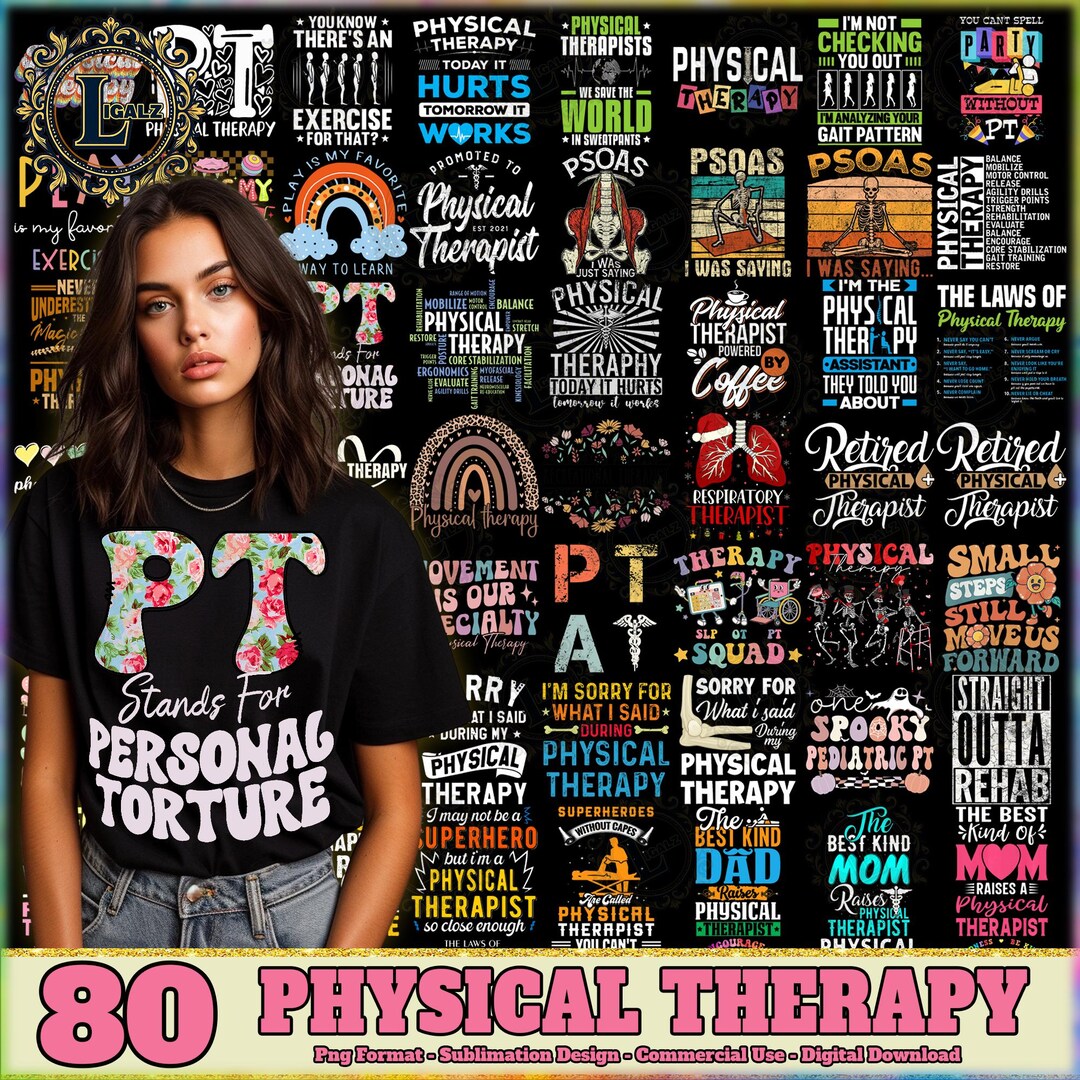 80 Files Physical Therapy Png Bundle, Physiotherapist Shirt Designs ...