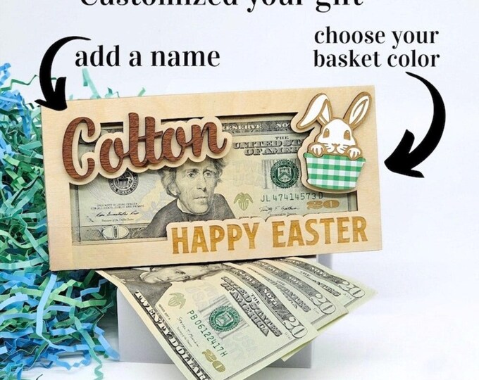 3D Easter Money Holder With Kid Name, Personalized Easter Basket Tag ...