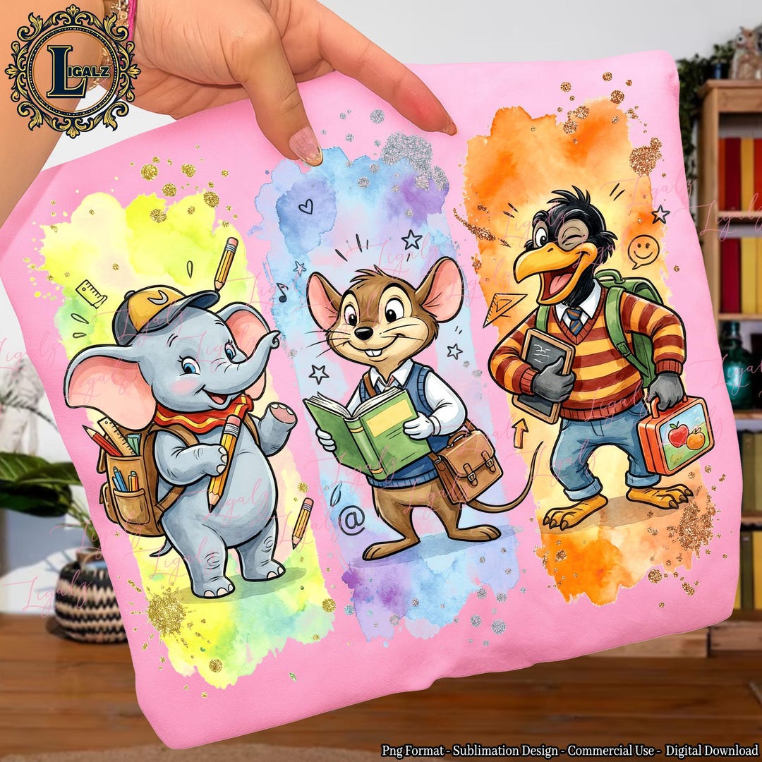 Cute School Cartoon Characters PNG, Funny Animal Friends Design ...