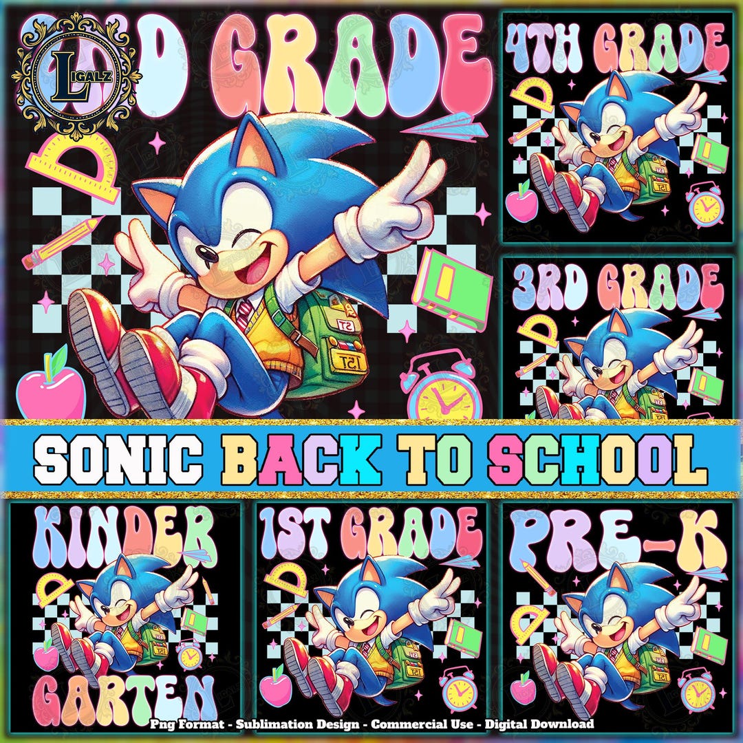 Preppy Back to School Bundle PNG, the Hedgehog Png, Pre-k, Kindergarten ...