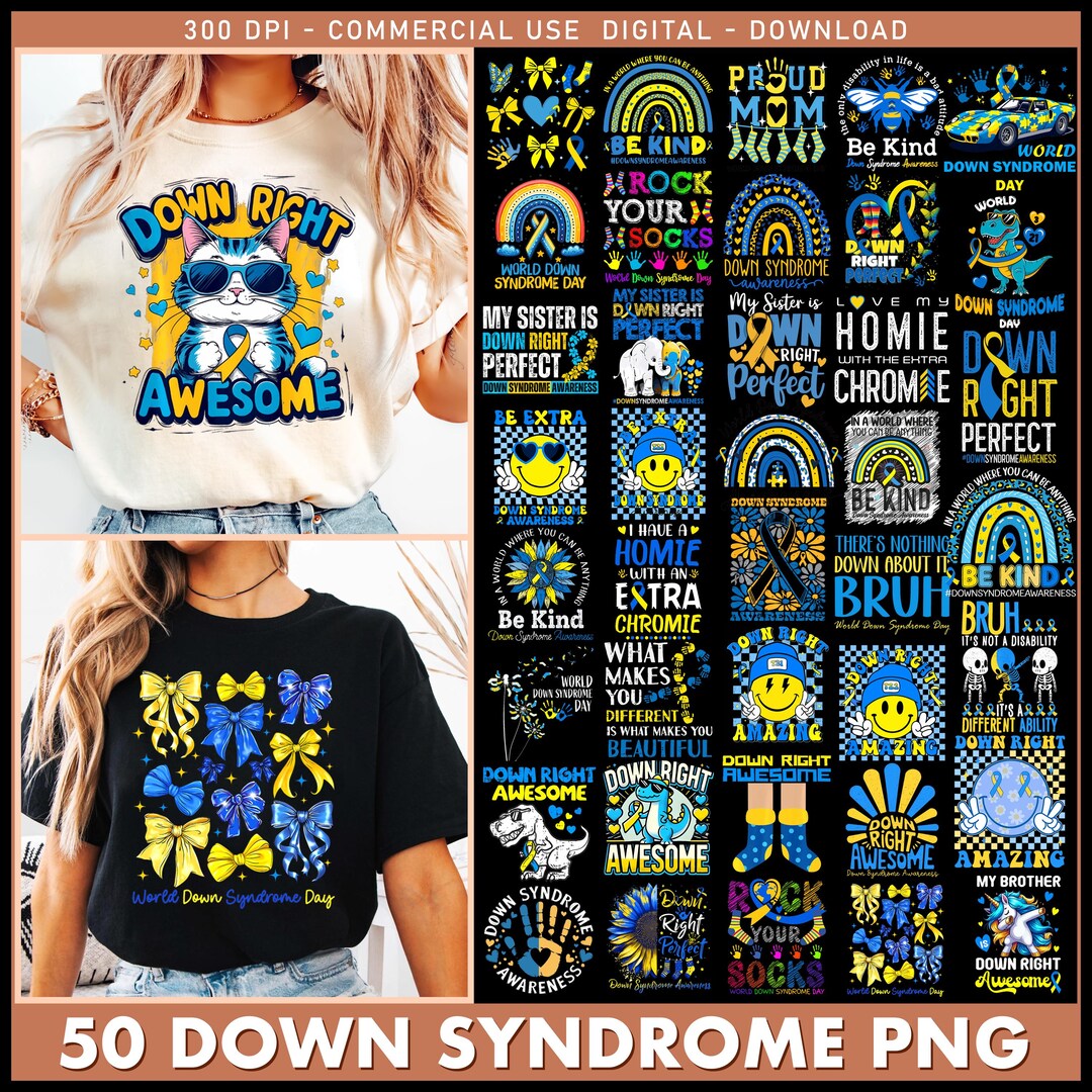 50 Designs Down Syndrome Png Bundle, Down Syndrome Awareness Day Png, Bundle Png, Sublimation ...