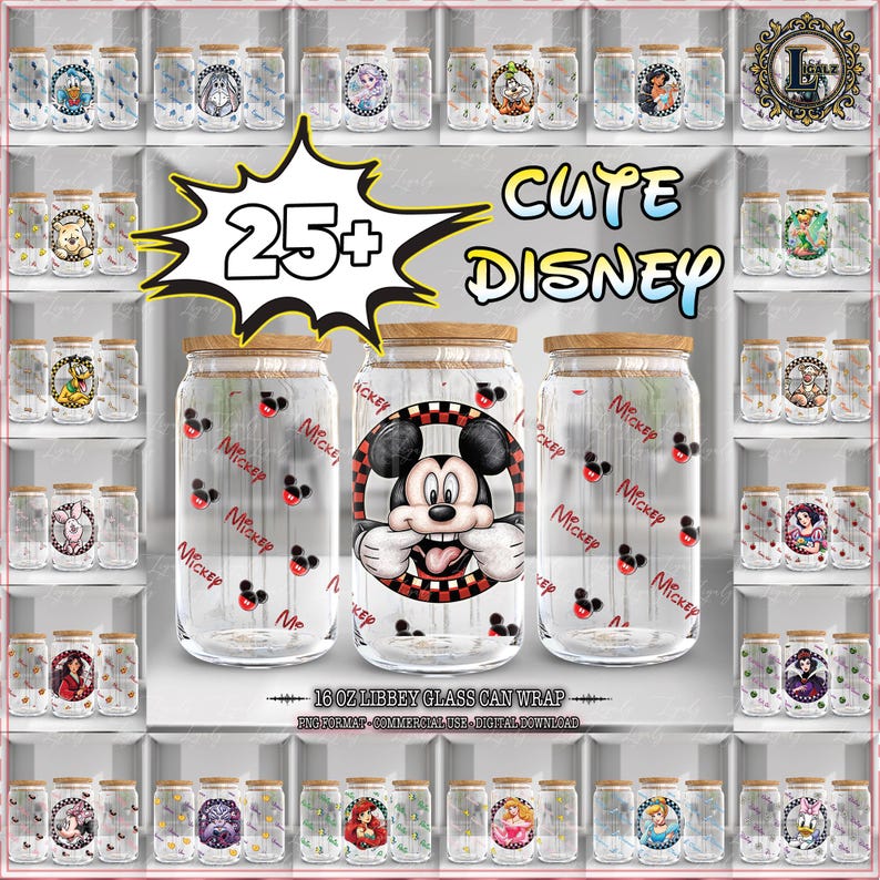 28 Designs Vintage Cartoon PNG Bundle, 16oz Tumbler Libbey Glass Can ...