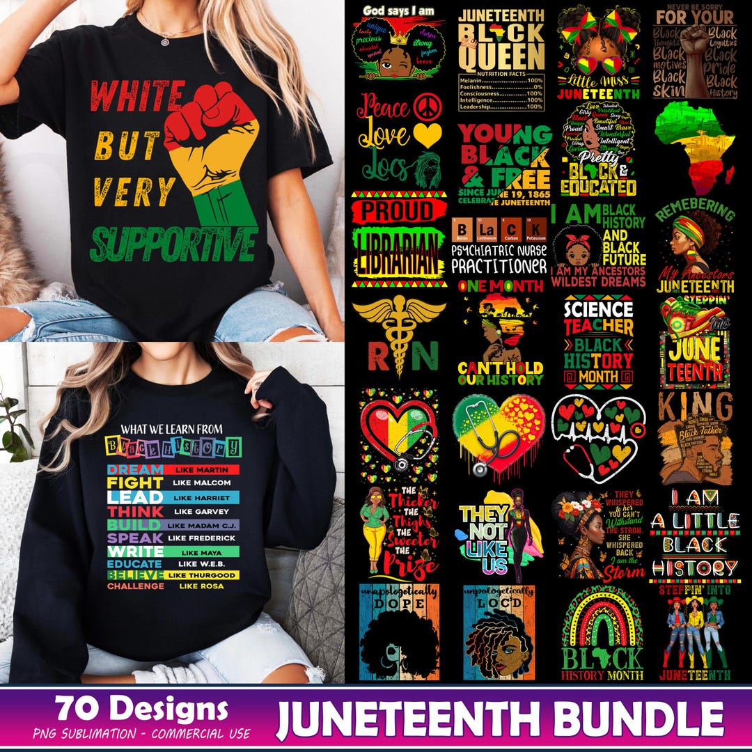 70 Juneteenth PNG Bundle, Juneteenth Sublimation Png, Free-ish, Black ...
