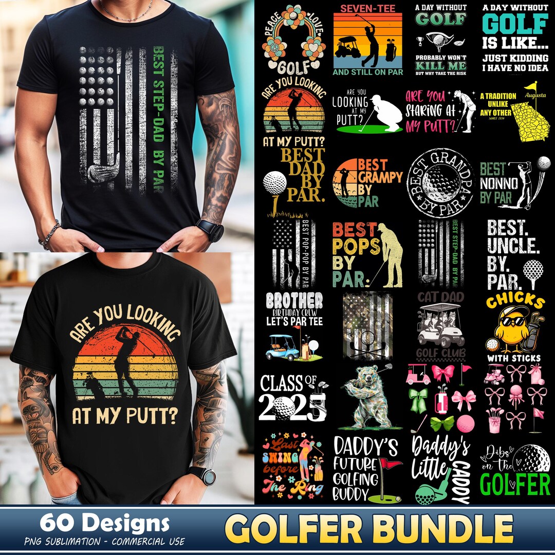 60 Golf PNG Bundle, Golf Shirt Design, Golf Sublimation Design, Golf ...