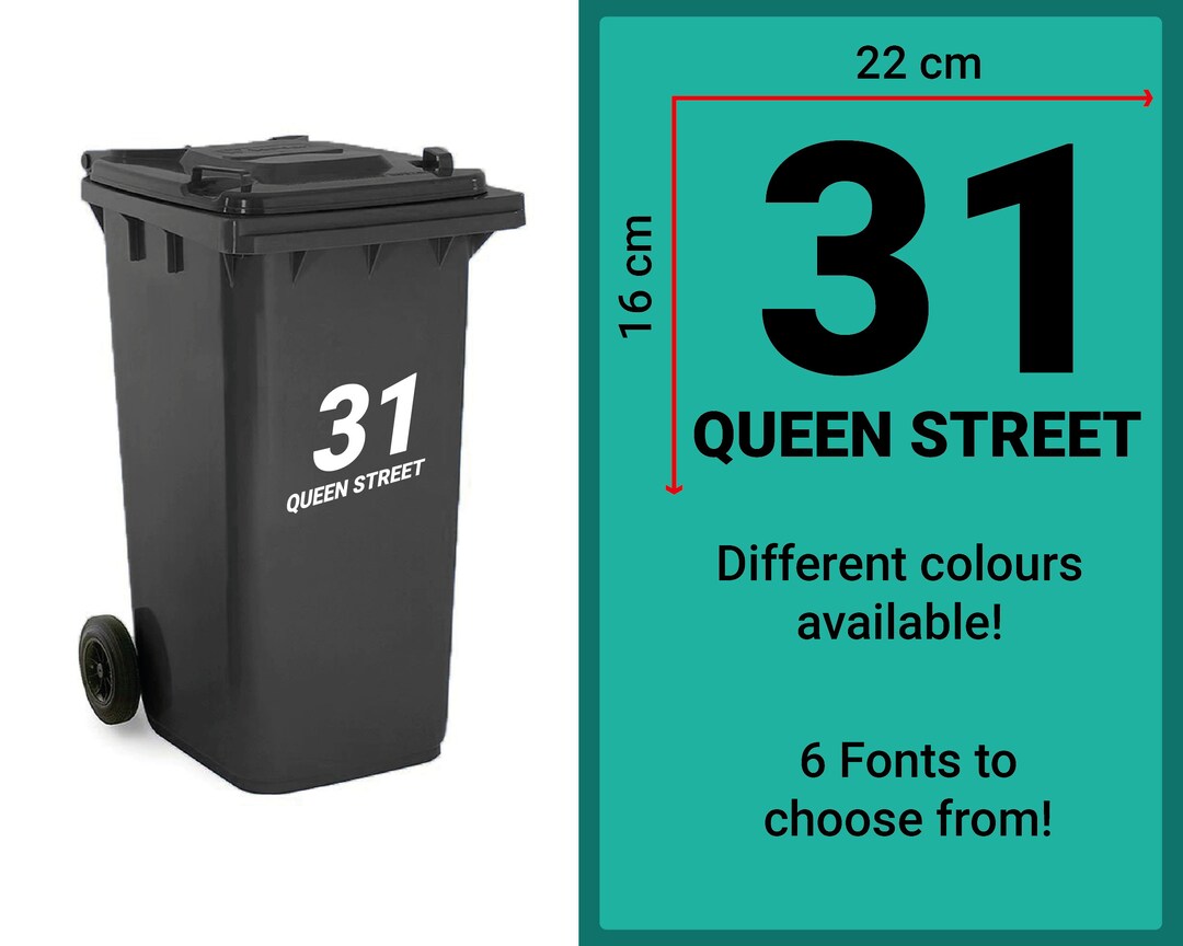 Vinyl Bin Labels - FONT 5 | Custom Bin Address Stickers, Personalised ...