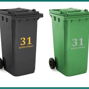 Vinyl Bin Labels - FONT 3 | Custom Bin Address Stickers, Personalised ...