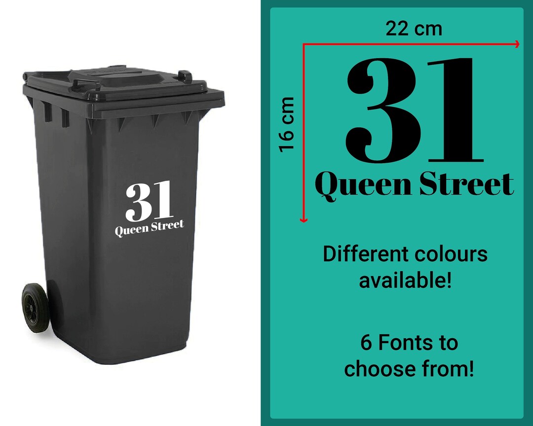 Vinyl Bin Labels - FONT 2 | Custom Bin Address Stickers, Personalised ...