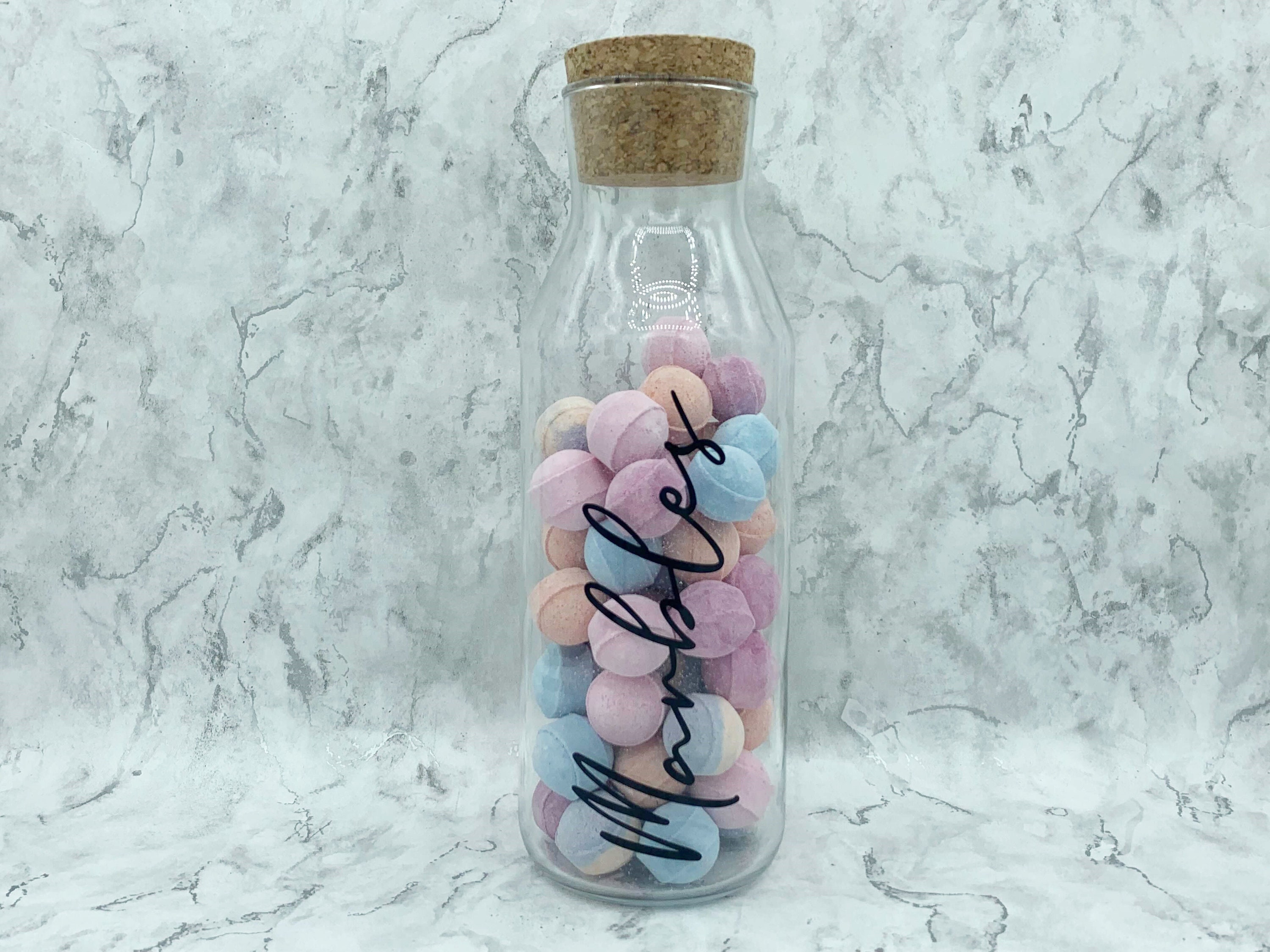 Personalised Glass Bathroom Storage Containers With Vinyl | Etsy UK