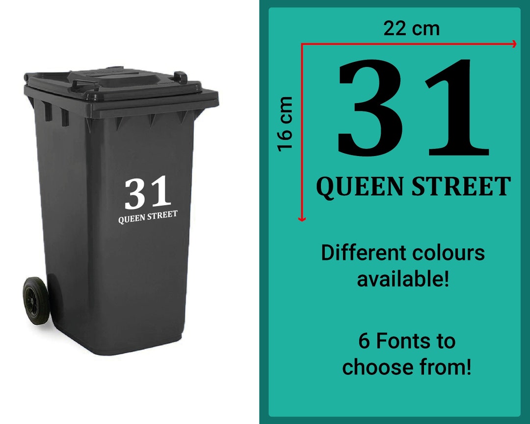 Vinyl Bin Labels - FONT 3 | Custom Bin Address Stickers, Personalised ...