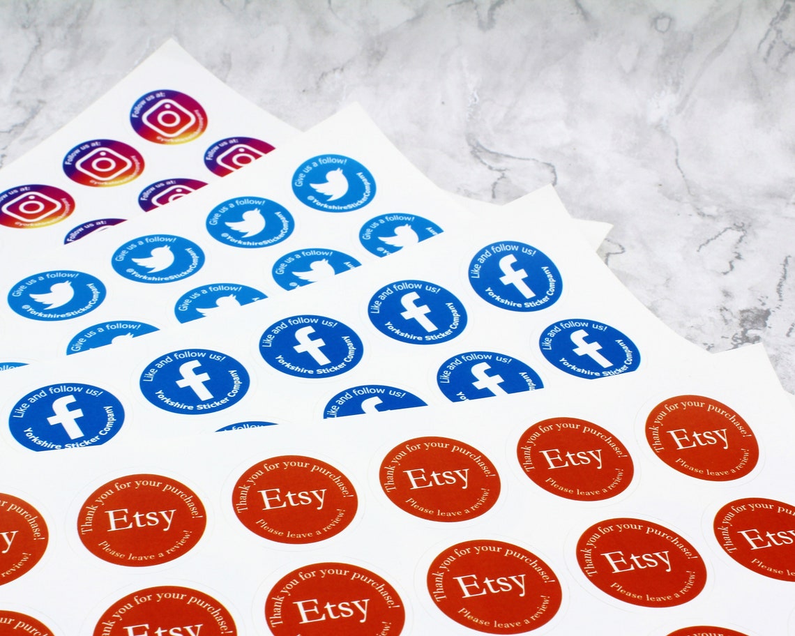 Customised Social Media Sticker Sheet Set of 35/15/6 Custom | Etsy