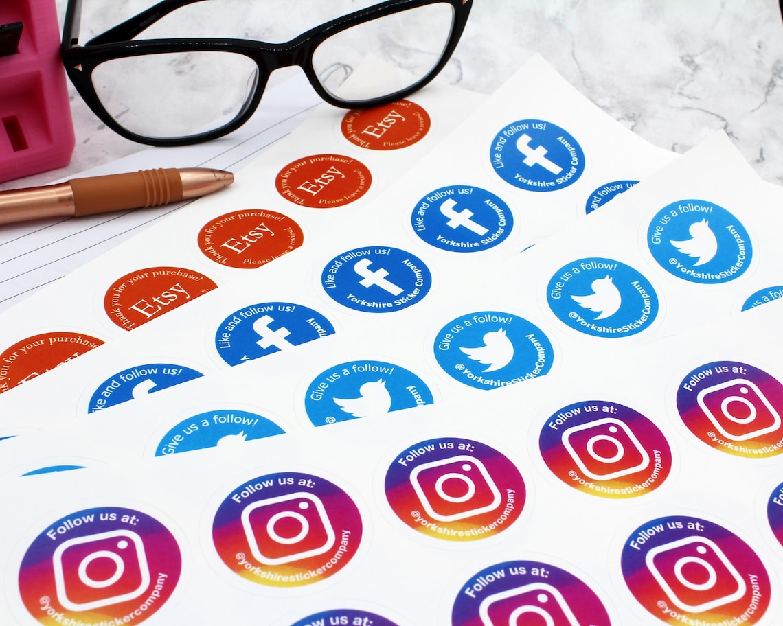Customised Social Media Sticker Sheet Set of 35/15/6 Custom | Etsy