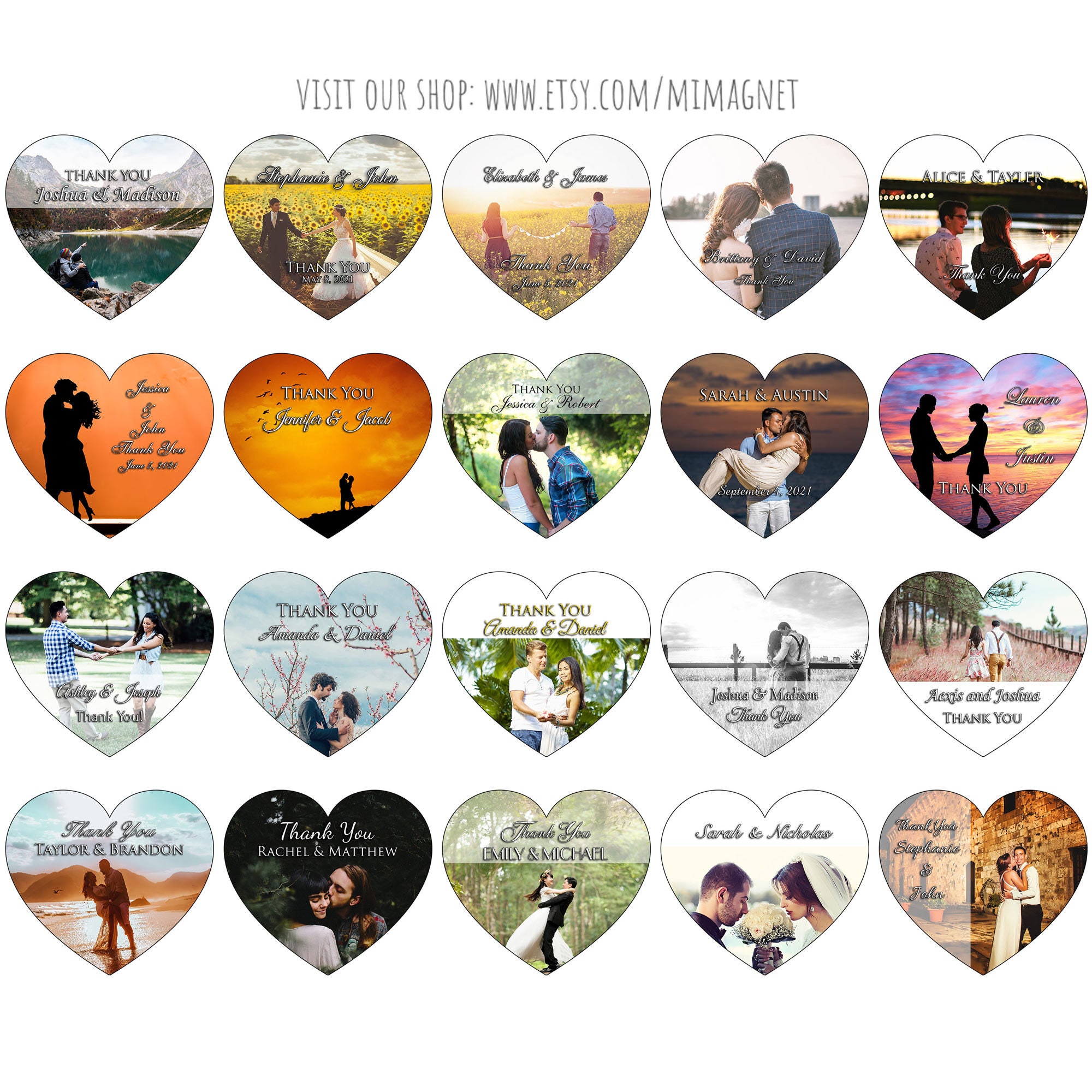 Thank You Magnets, Wedding Magnets, Heart Magnets With Photo - Etsy