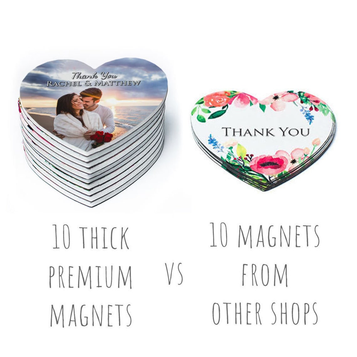 Thank You Magnets Wedding Magnets Heart Magnets With Photo - Etsy