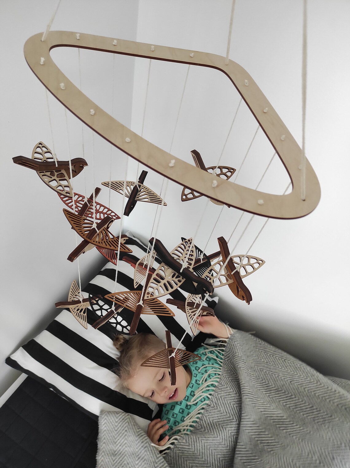 Wood Flying Fly Bird Mobile Baby Mobile Wooden Decoration - Etsy