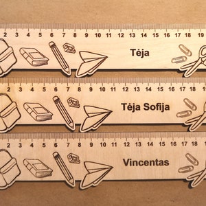 Personalized Wooden Ruler Engraved With Name Schoolchild School ...