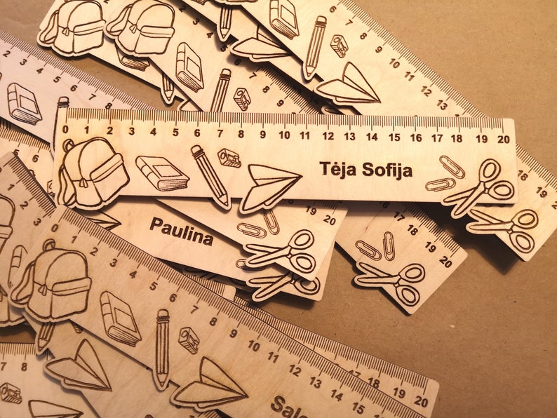 Personalized Wooden Ruler Engraved With Name Schoolchild School ...