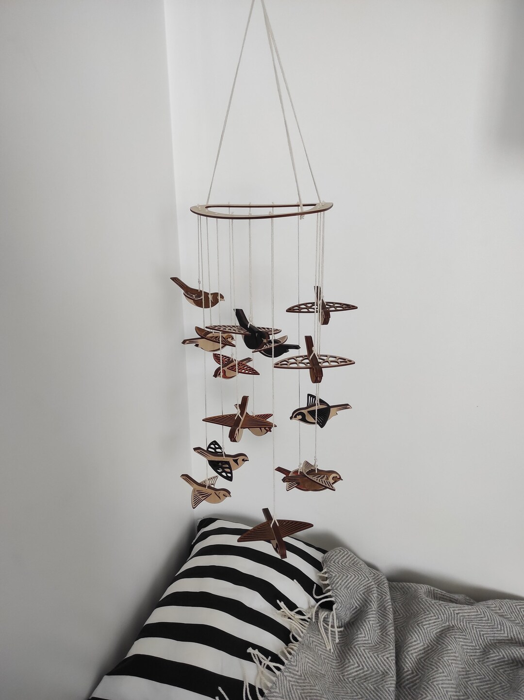Wood Flying Fly Bird Mobile, Baby Mobile, Wooden Decoration, Wooden ...