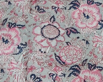 Blue Grey Print Fabric - Etsy