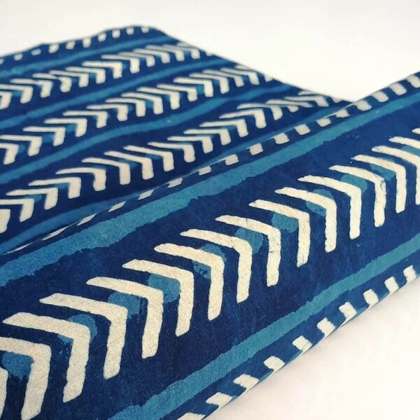 Blue Chevron Fabric - Etsy