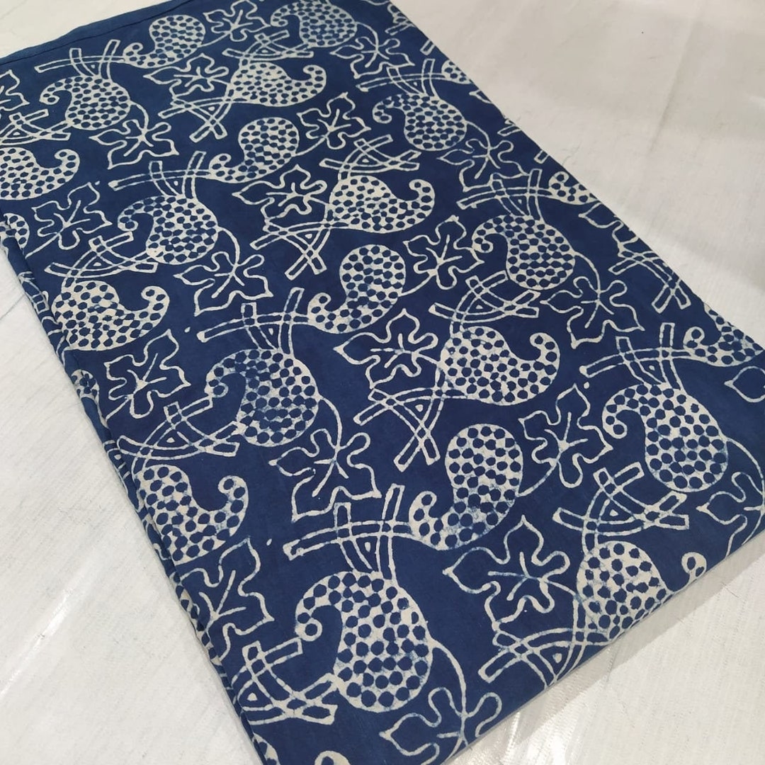 Tela azul índigo, tela con estampado de Paisley, tela con estampado de ...