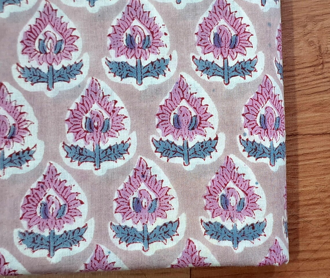 Purple Pink by the Yard Indian Block Print Fabric,fabric for Sewing ...
