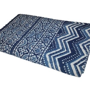 Indigo Blue Chevron Bedspread California King Sizebedspread - Etsy