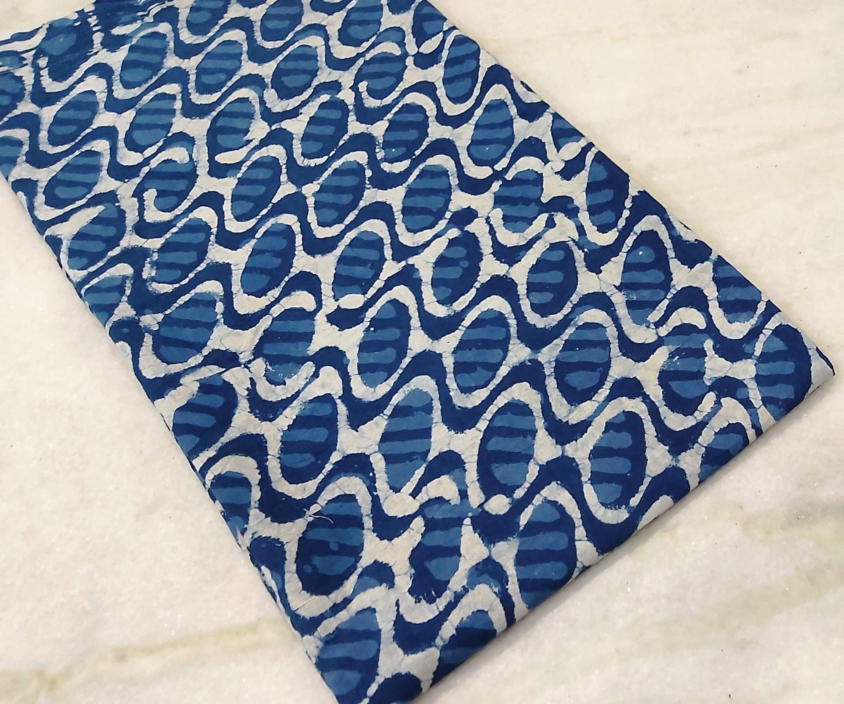 Fabric Indigo Blue Geometric PrintIndian Block Print | Etsy